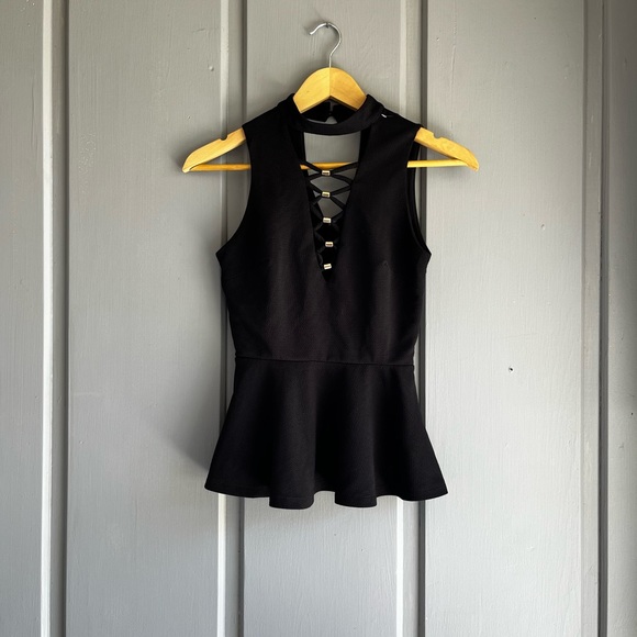 Papaya | Tops | 25 Papaya Black Peplum Halter Top | Poshmark